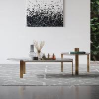 China Luxury SS Coffee Table Tv Stand Natural Ivory White Marble for sale