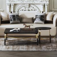 China Rectangle SS Coffee Table Luxury Marble Top Gold Metal Base for sale