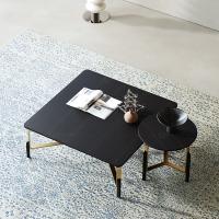 China Rectangle SS Coffee Table Luxury Marble Top Gold Metal Base for sale
