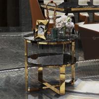 China Mirror Gold Stainless Steel Side Tables Metal Dining Room Furniture for sale