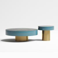 China Elegant SS Steel Furniture Marble Coffee Table Set With Brushed Leg for sale