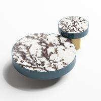 China Elegant SS Steel Furniture Marble Coffee Table Set With Brushed Leg for sale