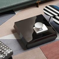 China Steel Metal Tempered Glass Office Coffee Table Square Shape for sale
