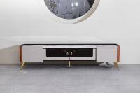 China White 85 Inch TV Stand Stone Top Two Doors Media Console for sale