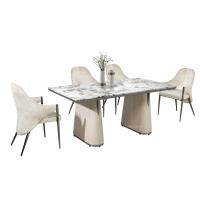 China Rectangle Marble Top Black SS Steel Furniture Dining Table for sale