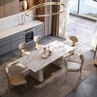 China Rectangle Marble Top Black SS Steel Furniture Dining Table for sale