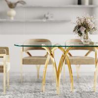 China Apartment 201 SS Steel Furniture Glass Dining Table for sale