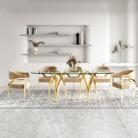China Apartment 201 SS Steel Furniture Glass Dining Table for sale