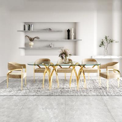 China Apartment 201 SS Steel Furniture Glass Dining Table for sale
