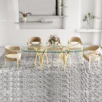 China Apartment 201 SS Steel Furniture Glass Dining Table for sale