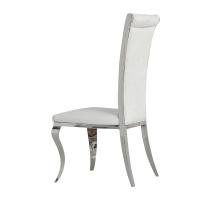 China White Leather SS Dining Chairs Apartment Stainless Steel Metal Furniture for sale