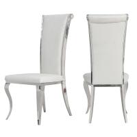 China White Leather SS Dining Chairs Apartment Stainless Steel Metal Furniture for sale