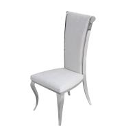 China White Leather SS Dining Chairs Apartment Stainless Steel Metal Furniture for sale