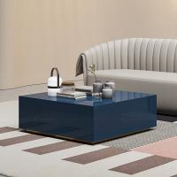 China Fancy Blue Rectangle SS Coffee Table Stone Top For Outdoor for sale