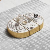 China Simple Marble Top Side Tea Center Bell Coffee Table Glass Base for sale