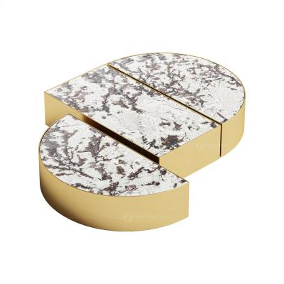 China Simple Marble Top Side Tea Center Bell Coffee Table Glass Base for sale
