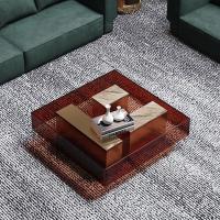 China Golden Base SS Steel Table And Sofa Sets Coffee Desk High Glass for sale