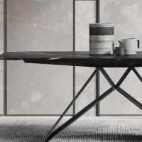 China Carbon Steel Leg Marble Stone Top Dining Tables For Bedroom for sale