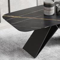 China Carbon Steel Leg Marble Stone Top Dining Tables For Bedroom for sale