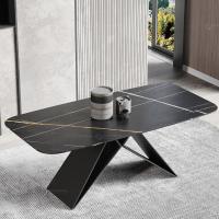 China Carbon Steel Leg Marble Stone Top Dining Tables For Bedroom for sale