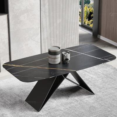 China Carbon Steel Leg Marble Stone Top Dining Tables For Bedroom for sale