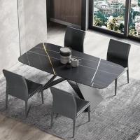 China Carbon Steel Leg Marble Stone Top Dining Tables For Bedroom for sale