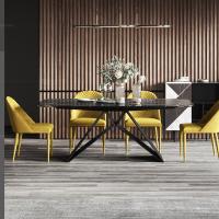 China Carbon Steel Leg Marble Stone Top Dining Tables For Bedroom for sale