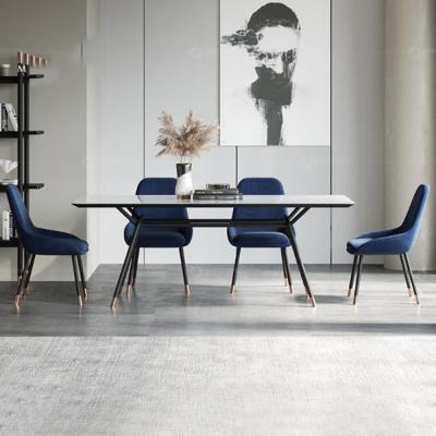 China 10 Seater SS Dining Tables Metal Stainless Steel Leg Ceramic Tile Or Marble Top for sale