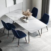 China 10 Seater SS Dining Tables Metal Stainless Steel Leg Ceramic Tile Or Marble Top for sale