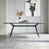 China 10 Seater SS Dining Tables Metal Stainless Steel Leg Ceramic Tile Or Marble Top for sale