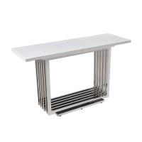 China White Marble And Chrome SS Console Table For Living Room Furniture for sale
