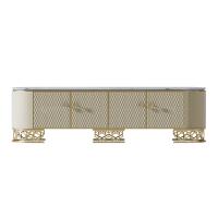 China Bone Inlay Stainless Steel TV Stand Cabinet White 2 Drawers for sale
