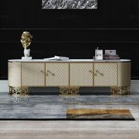 China Bone Inlay Stainless Steel TV Stand Cabinet White 2 Drawers for sale