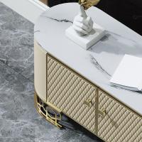 China Bone Inlay Stainless Steel TV Stand Cabinet White 2 Drawers for sale