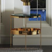 China Black Glass Stainless Steel Side Tables Double Layer Mirror Gold Frame Small Size for sale