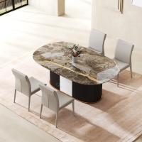 China Contemporary Oval SS Dining Table With Marble Table Top Kitchen Furniture for sale