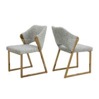 China Fabric Upholstery SS Dining Chairs With Brushed Gold Armrest Stainless Steel Leg for sale