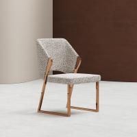 China Fabric Upholstery SS Dining Chairs With Brushed Gold Armrest Stainless Steel Leg for sale