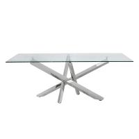 China Simple Design SS Steel Furniture Glass Top Civil Table for sale