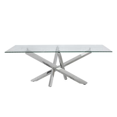 China Simple Design SS Steel Furniture Glass Top Civil Table for sale