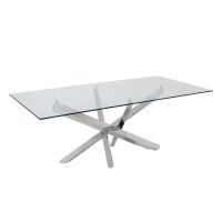 China Simple Design SS Steel Furniture Glass Top Civil Table for sale