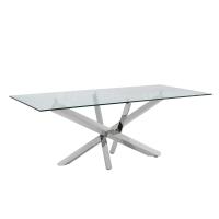 China Simple Design SS Steel Furniture Glass Top Civil Table for sale
