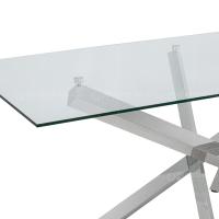 China Simple Design SS Steel Furniture Glass Top Civil Table for sale