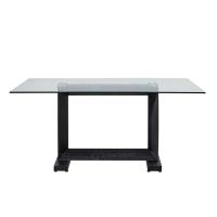 China Metal Table Civil Furniture Tempered Glass Dining Table for sale