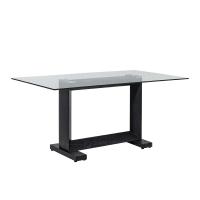 China Metal Table Civil Furniture Tempered Glass Dining Table for sale