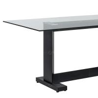 China Metal Table Civil Furniture Tempered Glass Dining Table for sale