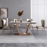 China Golden Metal Dining Table 20mm Marble SS Steel Furniture for sale