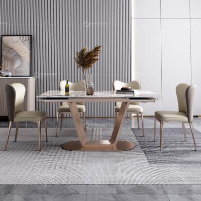 China Golden Metal Dining Table 20mm Marble SS Steel Furniture for sale
