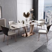 China Golden Metal Dining Table 20mm Marble SS Steel Furniture for sale