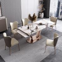 China Golden Metal Dining Table 20mm Marble SS Steel Furniture for sale